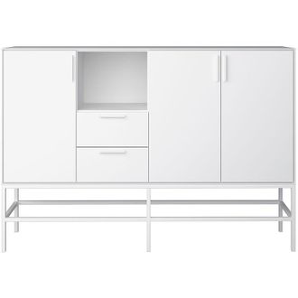 ebuy24 Ravn Sideboard 3 T&uuml;ren und 2 Schubladen, weisslackiert, Metallgestell weiss