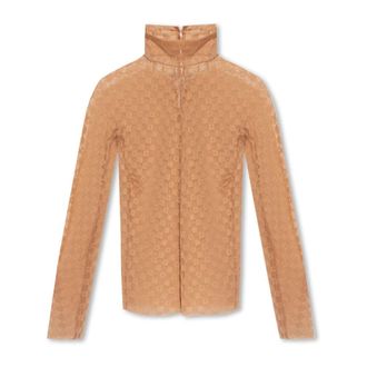 Forte_Forte Top mit Lochmuster und hohem Kragen - - Blouses & Shirts - Damen - Beige - S