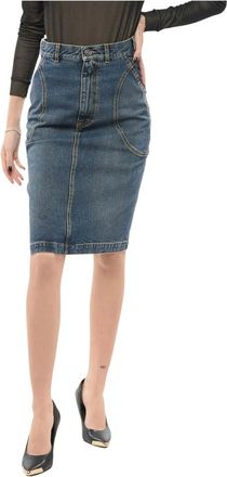 Alaia Femme, Jupes, Bleu, Taille: 36 FR Gonna Denim
