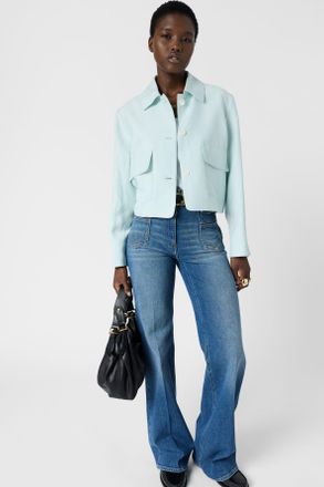 Gerard Darel Veste courte &agrave; col chemise - TILDA - Vert deau