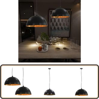 vidaXL Deckenleuchten 2 Stk. Schwarz und Gold Halbkugelf&ouml;rmig 50cm E27 - Dekorleuchten - Wandlampen - Wohnzimmer Deko - Schlafzimmer Beleuchtung - Moderne