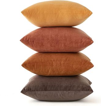 Miulee Samt Kissenbezug 45x45 cm Kissenhülle Khaki Serie 4er Set Sofakissen Samtkissen Dekorative Dekokissen Couchkissen Zierkissen Deko Farbverlauf Bezug So