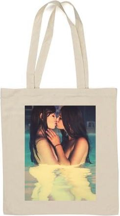 Generic Girls Kiss Sac fourre-tout en coton naturel Blanc