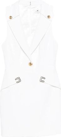 Elisabetta Franchi Femme, Robes, Blanc, Taille: 40 FR Mini-robe en cr&ecirc;pe stretch double &eacute;paisseur avec d&eacute;tails logo