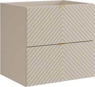 Vente-Unique Meuble sous vasque suspendu en chevrons - Coloris beige - 60 cm - DORIONI