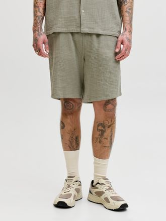 Jack & Jones Jogger Pants JACK & JONES JPSTJAIDEN PATRAS JOGGER SHORT REG, Herren, Gr. XS, N-Gr, seagrass, Web, Obermaterial: 100% Baumwolle, unifarben, relaxed fi