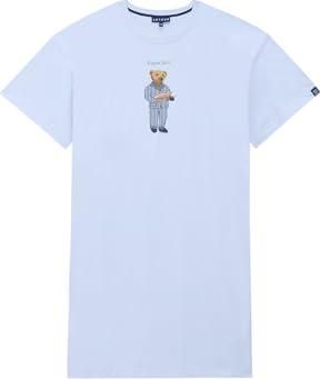 Arthur Chemise de Nuit Homme Manches Courtes - 100% Coton Bio léger, Doux et Confortable - Motif Livre Uni Bleu Ciel - Taille Unique