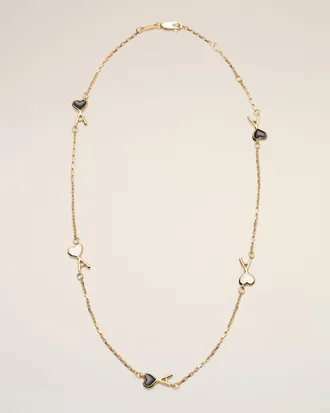 Ami Ami Paris - Collier dor&eacute; en laiton Ami de Coeur martel&eacute; Noir - TU - Unisex