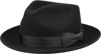 Stetson Chapeau en Feutre de Laine Hillsides Homme - Fedora avec Doublure, Ruban Gros Grain, Grain Hiver Automne-Hiver - M (56-57 cm) Noir