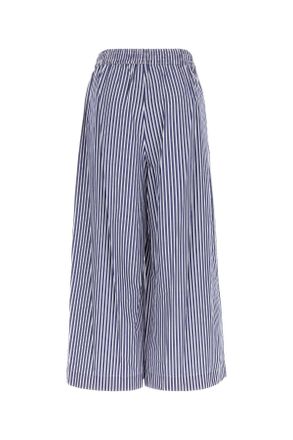 Weekend Womens Embroidered Cotton Ottone Wide-Leg Pant Riga Bianca Blu Exterior: Pantaloni Trousers