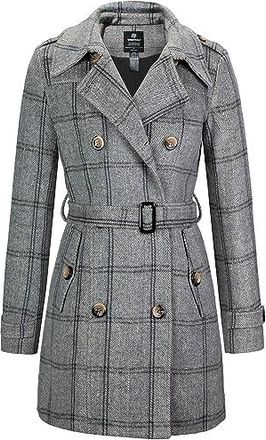 Wantdo Manteau Chaud &agrave; Double Boutonnage pour Femme Ch&egrave;que S