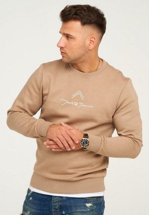 Jack & Jones Sweatshirt LABO SWEAT CREW NECK Rundhals Pullover mit Print Baumwollmischung Langarm Sweater