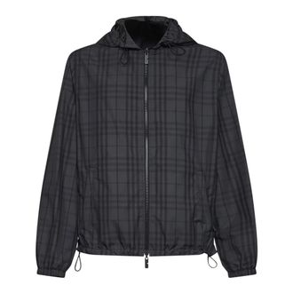 Burberry Wendbare Kapuzenjacke Newport mit Karomuster - - Jackets - Herren - Grau - L