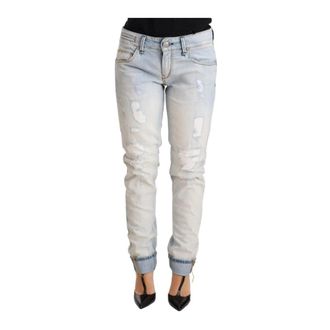 Acht Distressed Cotton Folded Hem Denim Trouser Jeans - - Jeans - Damen - Blau - W26