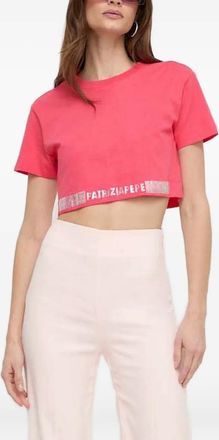 Patrizia Pepe rhinestone logo T-shirt - Rose