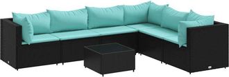 vidaXL Vidaxl - Salon de jardin 7 pcs avec coussins Noir Résine tressée