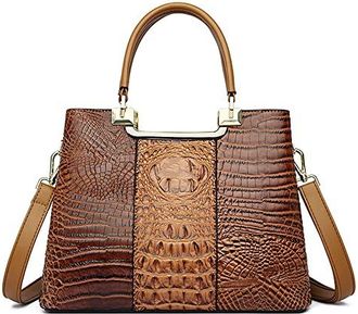 Generic Sac &agrave; main en cuir v&eacute;ritable pour femme, sac &agrave; main tendance avec poign&eacute;e sur le dessus, grand sac fourre-tout pour femme, jaune, Large