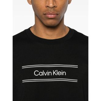 Calvin Klein Logo-Print Crew Neck T-Shirt - Black