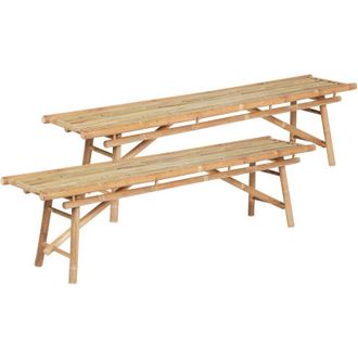 Beliani Gartenb&auml;nke 2er Set TINDARI 180 cm Bambusholz Hellbraun