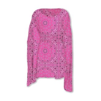 MC2 Saint Barth Langer Damenponcho mit Muster - - Dresses - Damen - Rosa - ONE SIZE