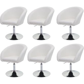 Hhg Neuwertig] 6er-Set Esszimmerstuhl HHG 247, K&uuml;chenstuhl Drehstuhl Loungesessel, drehbar h&ouml;henverstellbar Stoff/Textil creme-wei&szlig;