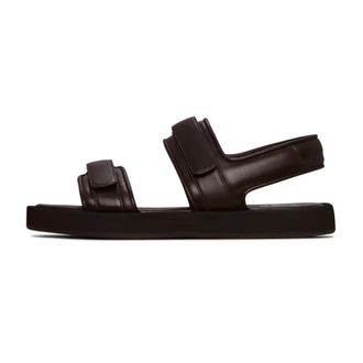 Cesare Gaspari Leder Komfort Klett Sandalen - Dunkelbraun - - Shoes - Damen - Braun - 37 EU