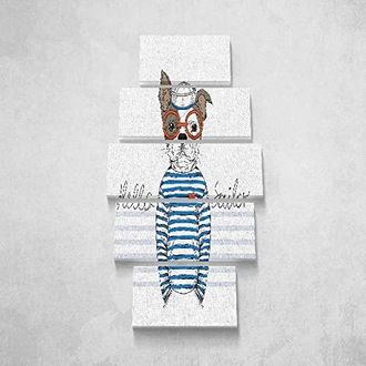 Homemania HM205PKNV-172 Hundeschild, 5-teilig, für Wohnzimmer, Raum, Polyester, Holz, 100 x 3 x 60 cm, mehrfarbig