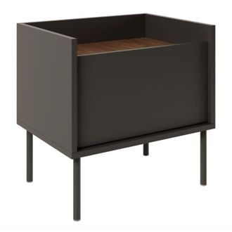 Selsey Selsey Tovi - Nachttisch 1-t&uuml;rig, 50 cm, Schwarz / Holzoptik Nussbaum