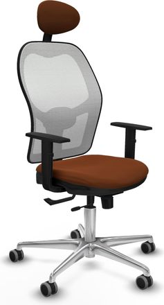 Piqueras y Crespo Schreibtischstuhl in Beige und Wei&szlig;, mit 1D-Armlehnen, h&ouml;henverstellbarer Lendenwirbelst&uuml;tze und festem Kopfteil, ausgestattet mit Syncro/Traslack und