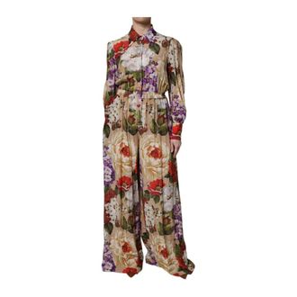 Dolce & Gabbana Floral Wide Leg Jumpsuit Kleid - - Jumpsuits & Playsuits - Damen - Mehrfarbig - S