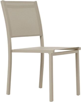 Oviala Chaise de jardin aluminium et textil&egrave;ne cr&egrave;me