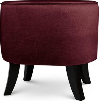 MG Design Ovaler Samt-Hocker 42 x 52 cm in Burgunderrot mit Holzbeinen - Gepolsterter Fu&szlig;hocker f&uuml;r Wohnzimmer oder Schlafzimmer