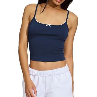 Generic D&eacute;bardeur spaghetti pour femme en coton et dentelle - D&eacute;bardeur ample - &Eacute;l&eacute;gant - D&eacute;bardeur d&eacute;t&eacute; Y2K - Haut d&eacute;t&eacute; sexy - Haut basique sans manches - St