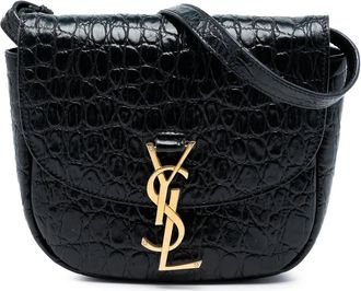 Saint Laurent Hobo Bags - Small Croc Embossed Monogram Kaia Crossbody - Gr. unisize - in Schwarz - f&uuml;r Damen