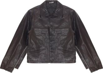 Auralee veste boutonnée en cuir - Marron