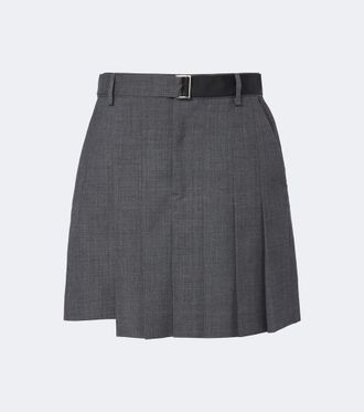 sacai Jupe-short asym&eacute;trique en laine