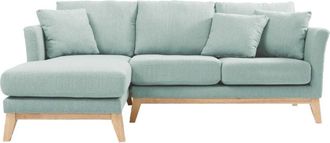 Miliboo Miliboo - Canapé dangle gauche déhoussable scandinave en tissu vert lagon et bois clair 3-4 places oslo