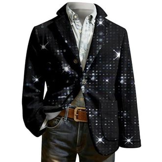 Generic Veste en velours c&ocirc;tel&eacute; pour homme avec impression &agrave; paillettes - Aspect scintillant - Blazer slim fit - Pour carnaval, f&ecirc;te, discoth&egrave;que, sc&egrave;ne - Vin