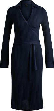 HUGO BOSS Ellarie Jersey Wickelkleid - - Dresses - Damen - Blau - M