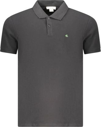 Calvin Klein Homme, Tops, Noir, Taille: S Polo en Coton avec Broderie du Logo