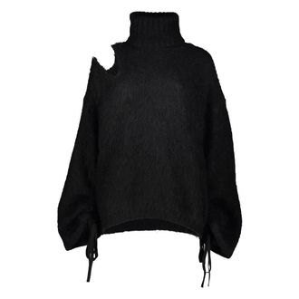 ADĀMO Andrea Adamo Schleifen Detail Rollkragenpullover - - Knitwear - Damen - Schwarzk - L/XL
