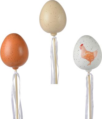 Decoris Osterei Blumenstecker 12x76cm groß 1 Stück Sortiert - bruchfester Osterstecker Ei am Stab für Ostern Frühling - Dekoei als Osterdeko Frühlingsdeko - P