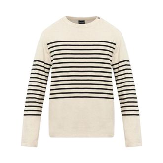 Emporio Armani Homme, Pulls, Blanc, Taille: L Pull Col Rond Ray&eacute;