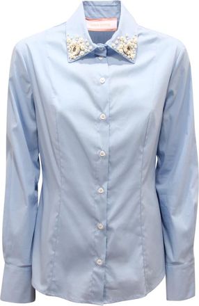 Relish Femme, Blouses et Chemises, Bleu, Taille: 42 FR Camicia Jeans Yoh Wo Shirt