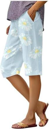 Generic Short d&eacute;t&eacute; l&eacute;ger pour femme - Motif floral - Loisirs - Short de course - Short de plage - Avec poche - Motif floral - Tenue de loisirs - Pour lext&eacute;rie