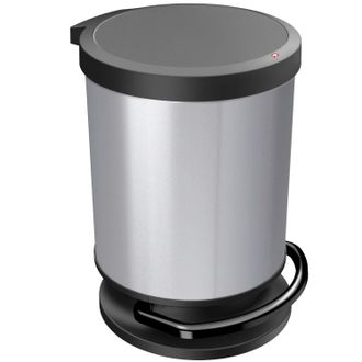 Rotho Paso M&uuml;lleimer 20l mit Deckel, Kunststoff (PP) BPA-frei, silbermetallic, 20l (35.7 x 30.2 x 43.2 cm), Silber Metallic