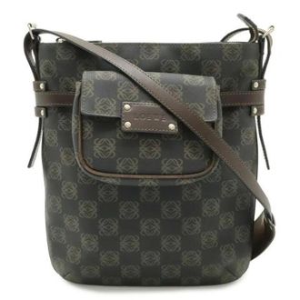 Loewe Pre-owned Anagram Leder Schultertasche Schwarz Braun - - Pre-owned - Damen - Braun - ONE SIZE