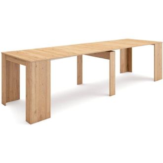 Skraut Home Ausziehbarertisch, Multifunktionaler ausziehbarer, 300, F&uuml;r 14 G&auml;ste, Esszimmertische, Moderner Stil, Eiche - Skraut Home