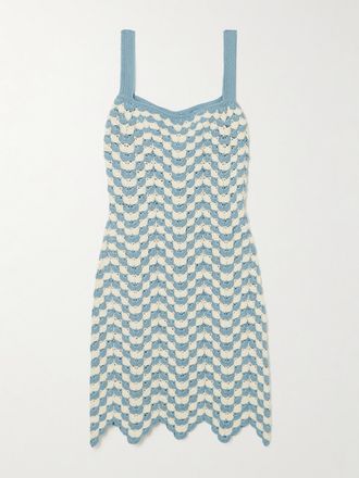 Escvdo Marea Minikleid Aus Geh&auml;kelter Baumwolle - Blau