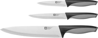 Richardson Sheffield Set 3 couteaux de cuisine : utile, office et chef - Advantage - Acier inoxydable 13 C, Finition Satin&eacute;e - Noir et Gris